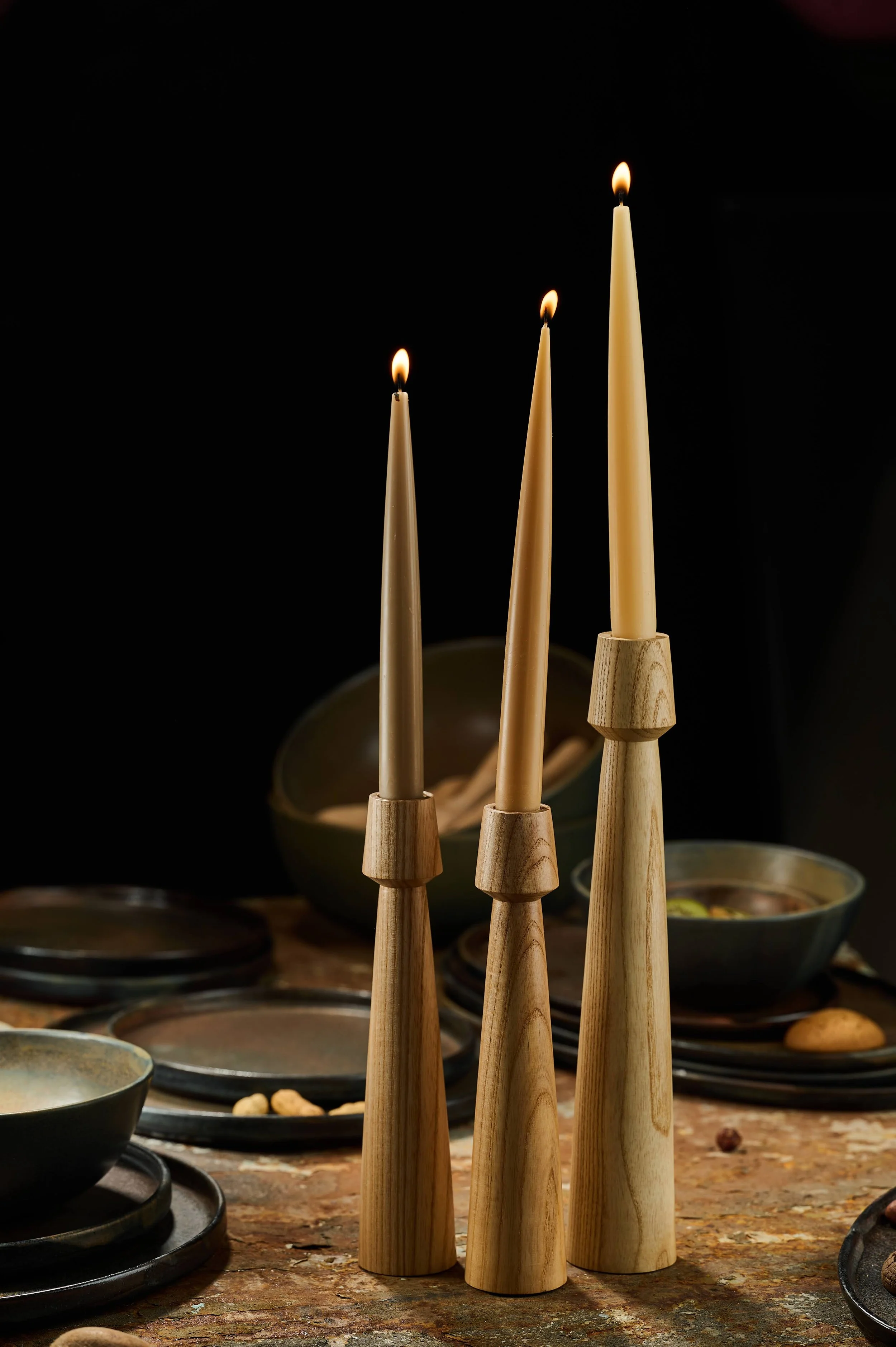 Hand-Carved Wooden Candle Holder — Creating Comfort Lab Handmade Stoneware