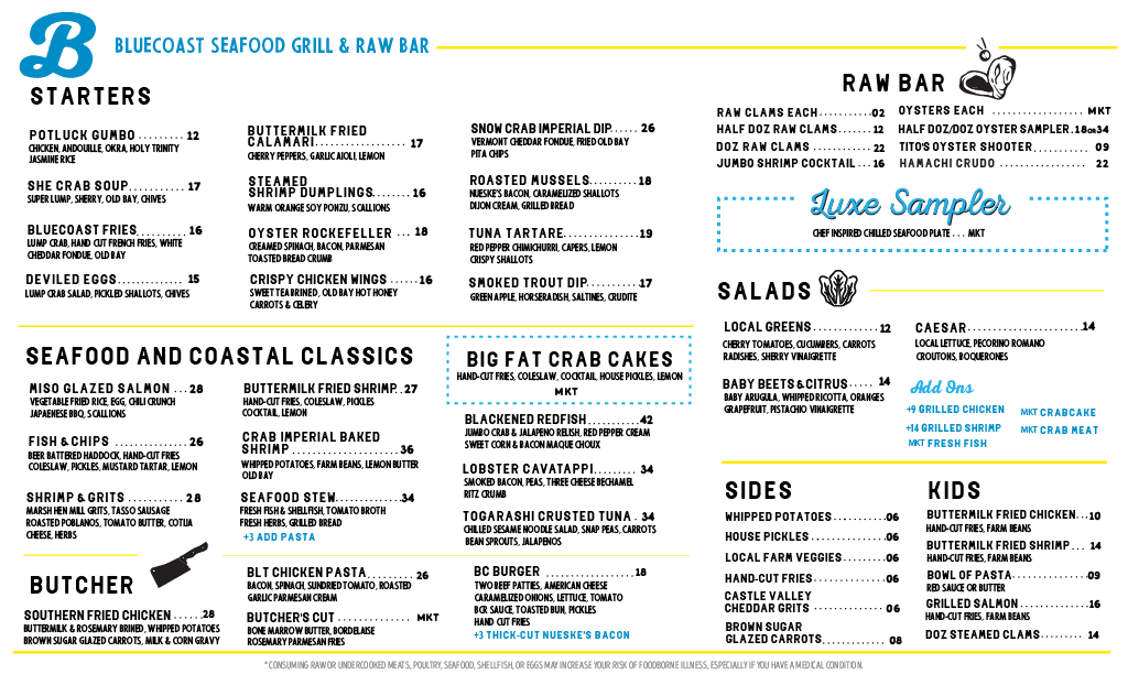 View Our Menu | Seafood in Rehoboth Beach | Bluecoast