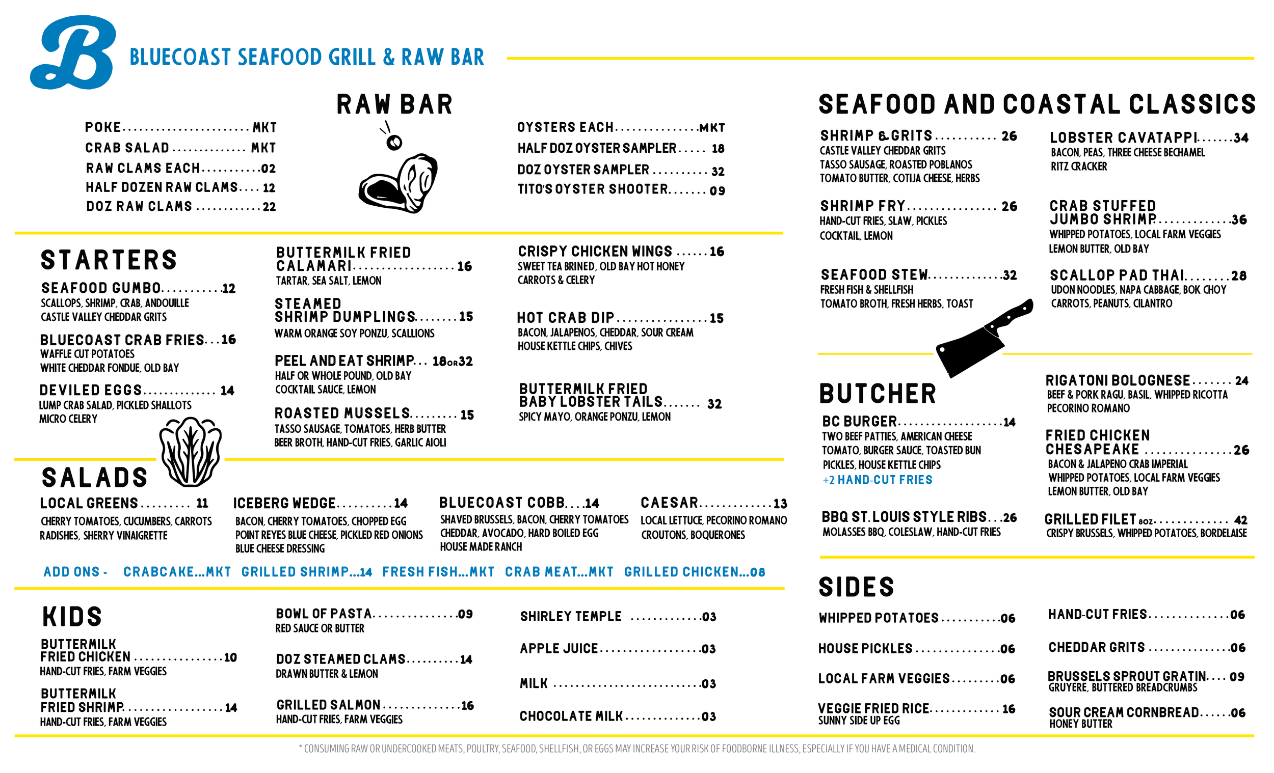 View Our Menu | Seafood in Rehoboth Beach | Bluecoast
