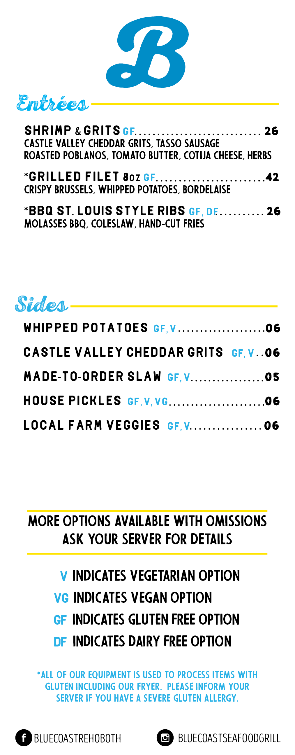 View Our Menu | Seafood in Rehoboth Beach | Bluecoast