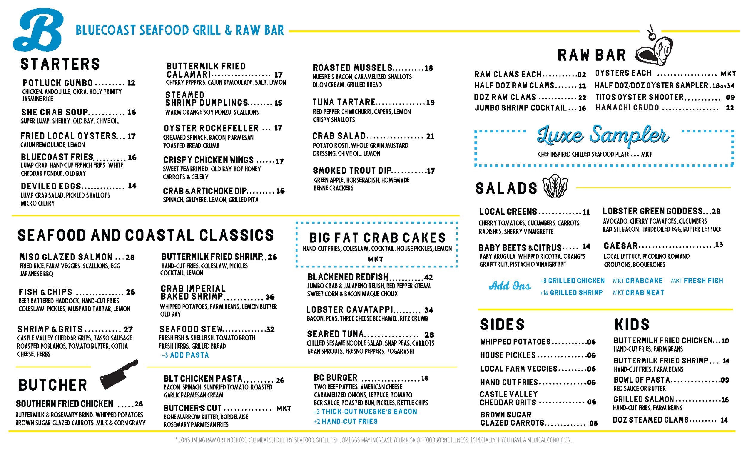 View Our Menu | Seafood in Rehoboth Beach | Bluecoast