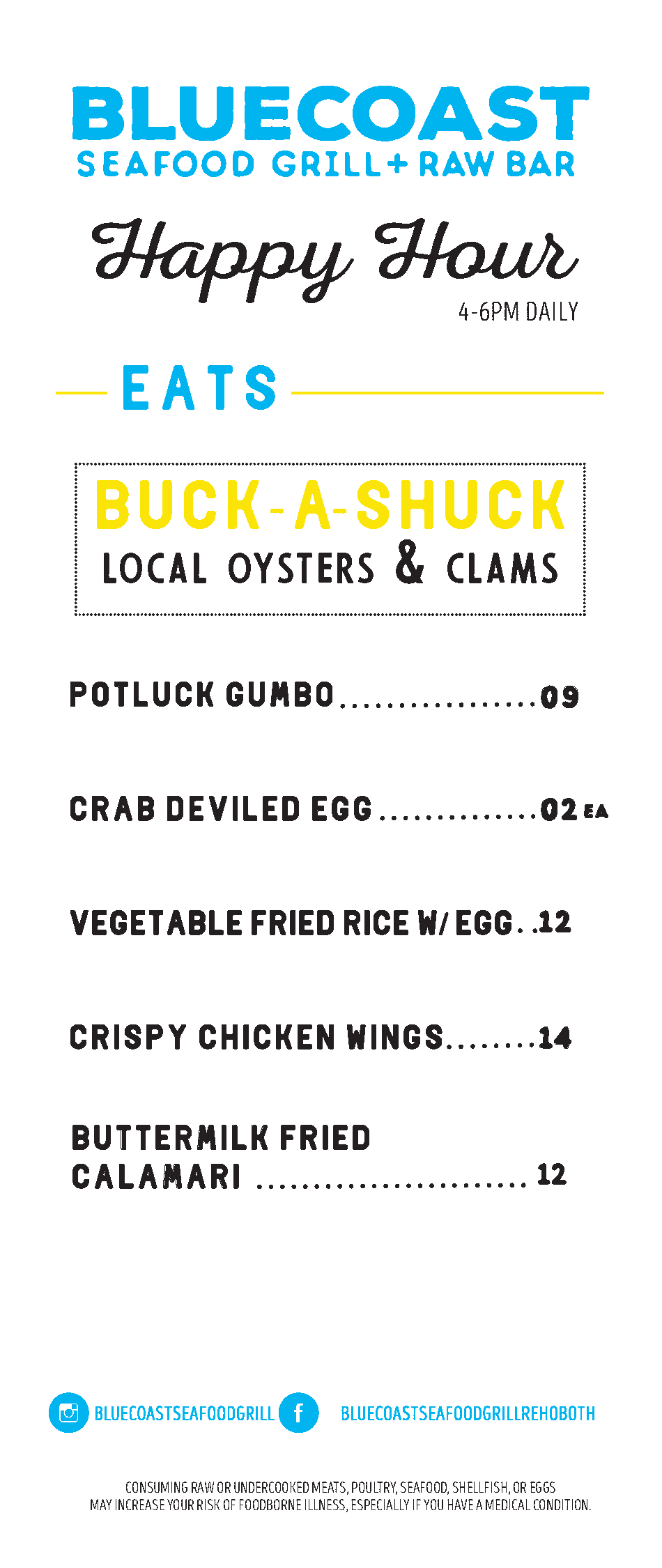 View Our Menu | Seafood in Rehoboth Beach | Bluecoast
