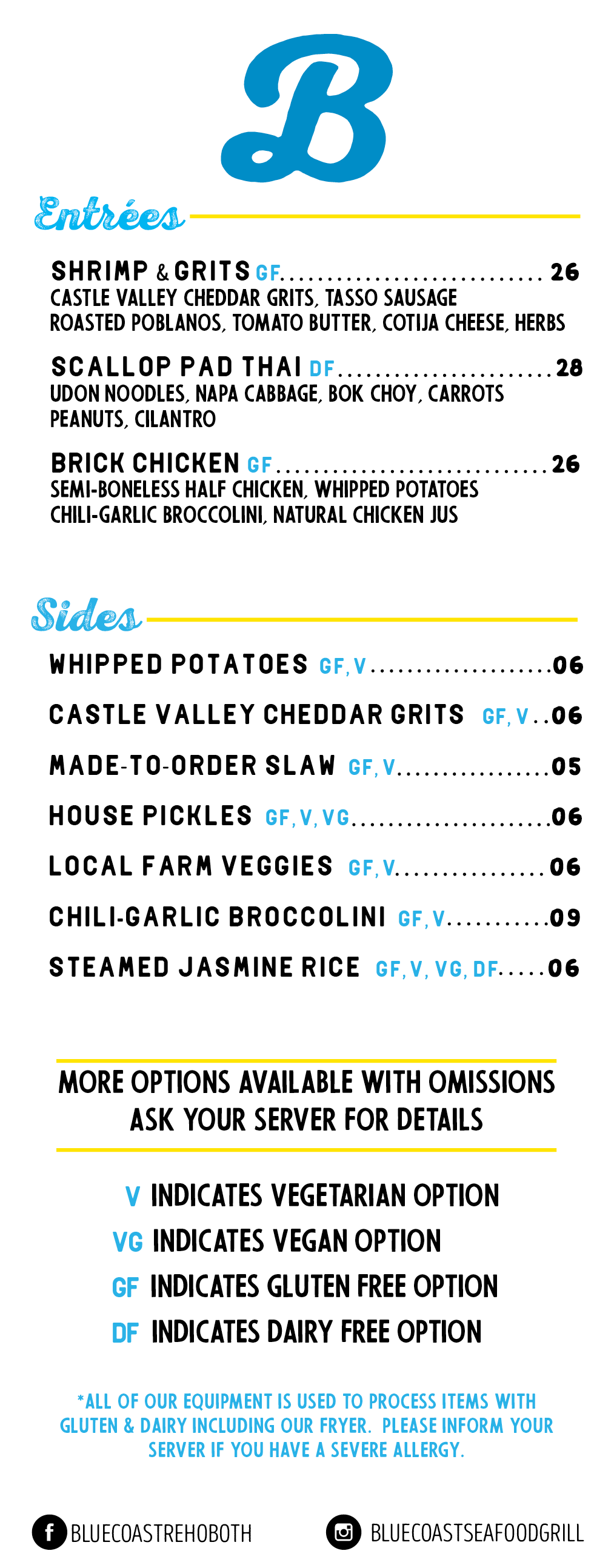 View Our Menu | Seafood in Rehoboth Beach | Bluecoast