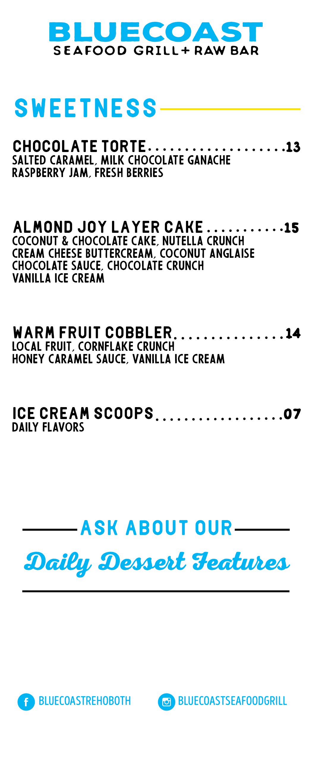 View Our Menu | Seafood in Rehoboth Beach | Bluecoast