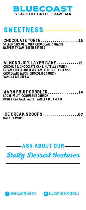 View Our Menu | Seafood in Rehoboth Beach | Bluecoast