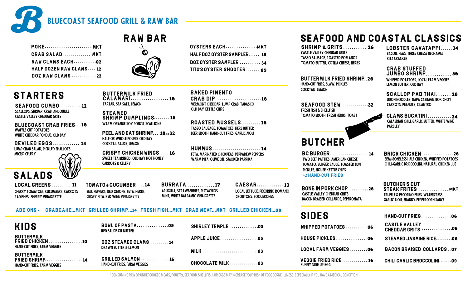 View Our Menu | Seafood in Rehoboth Beach | Bluecoast