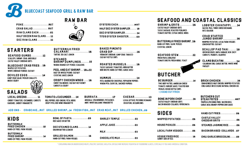 View Our Menu | Seafood in Rehoboth Beach | Bluecoast