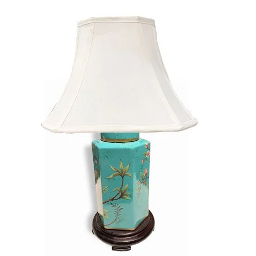 Light Baby Blue Crackle Porcelain Table Lamp — Asian Barn