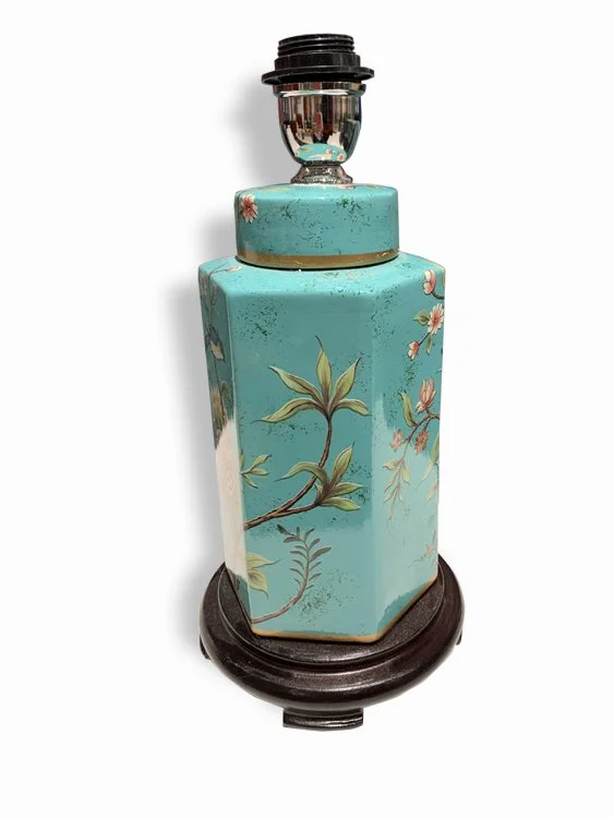 Light Baby Blue Crackle Porcelain Table Lamp — Asian Barn