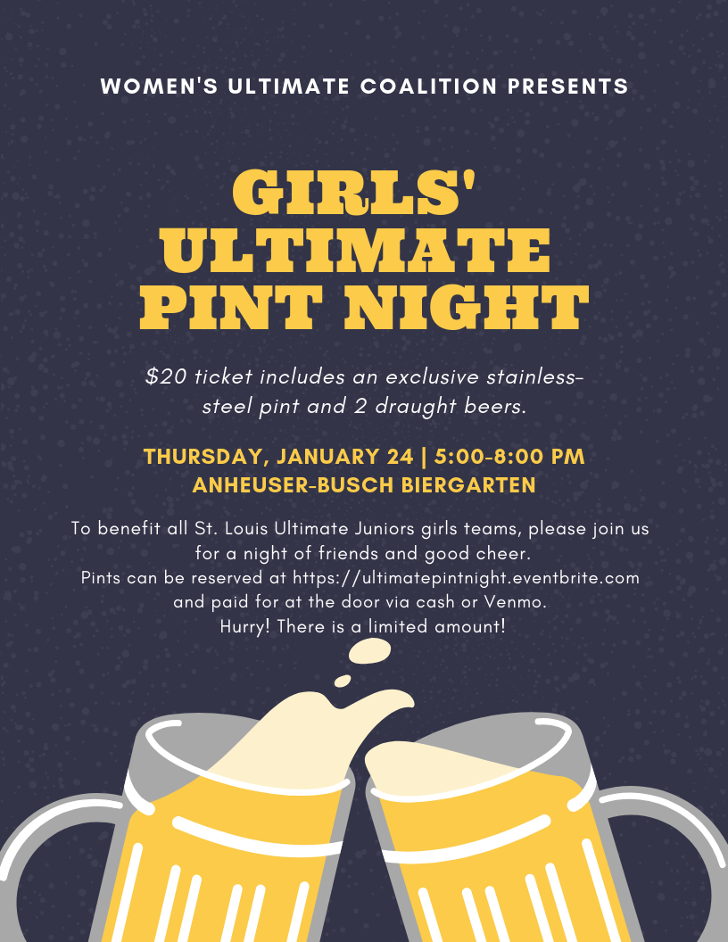 Girls' Ultimate Pint Night — St. Louis Ultimate Association