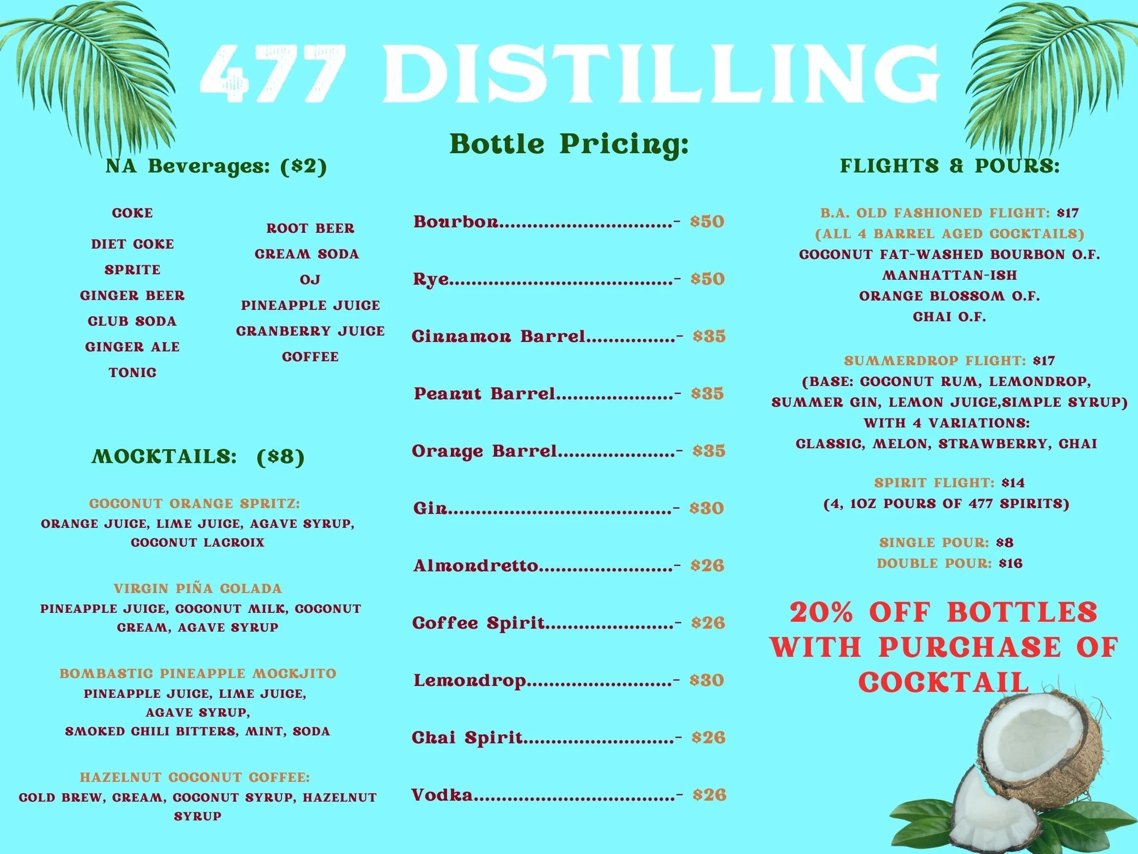 Menu — 477 Distilling