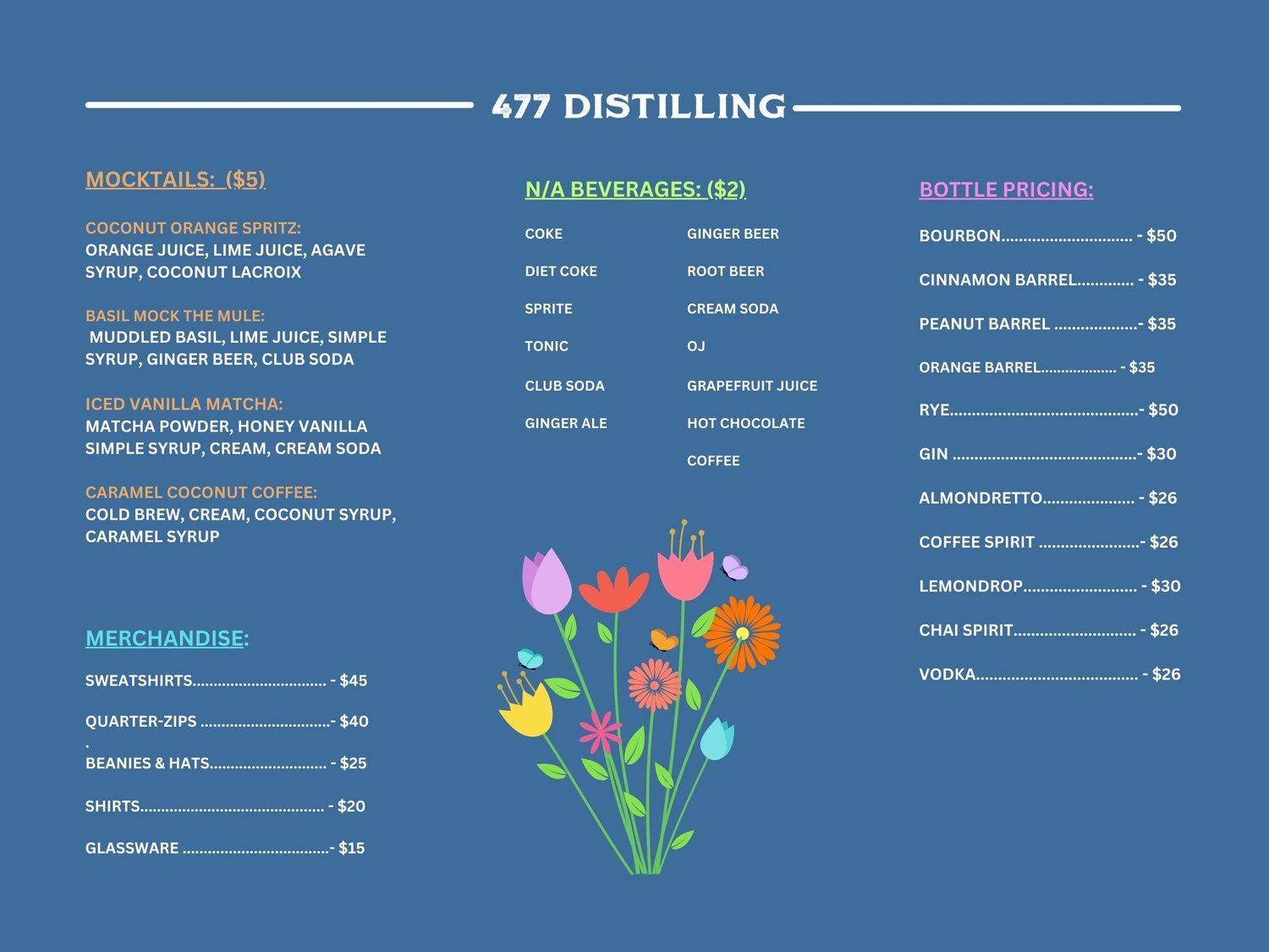 Menu — 477 Distilling