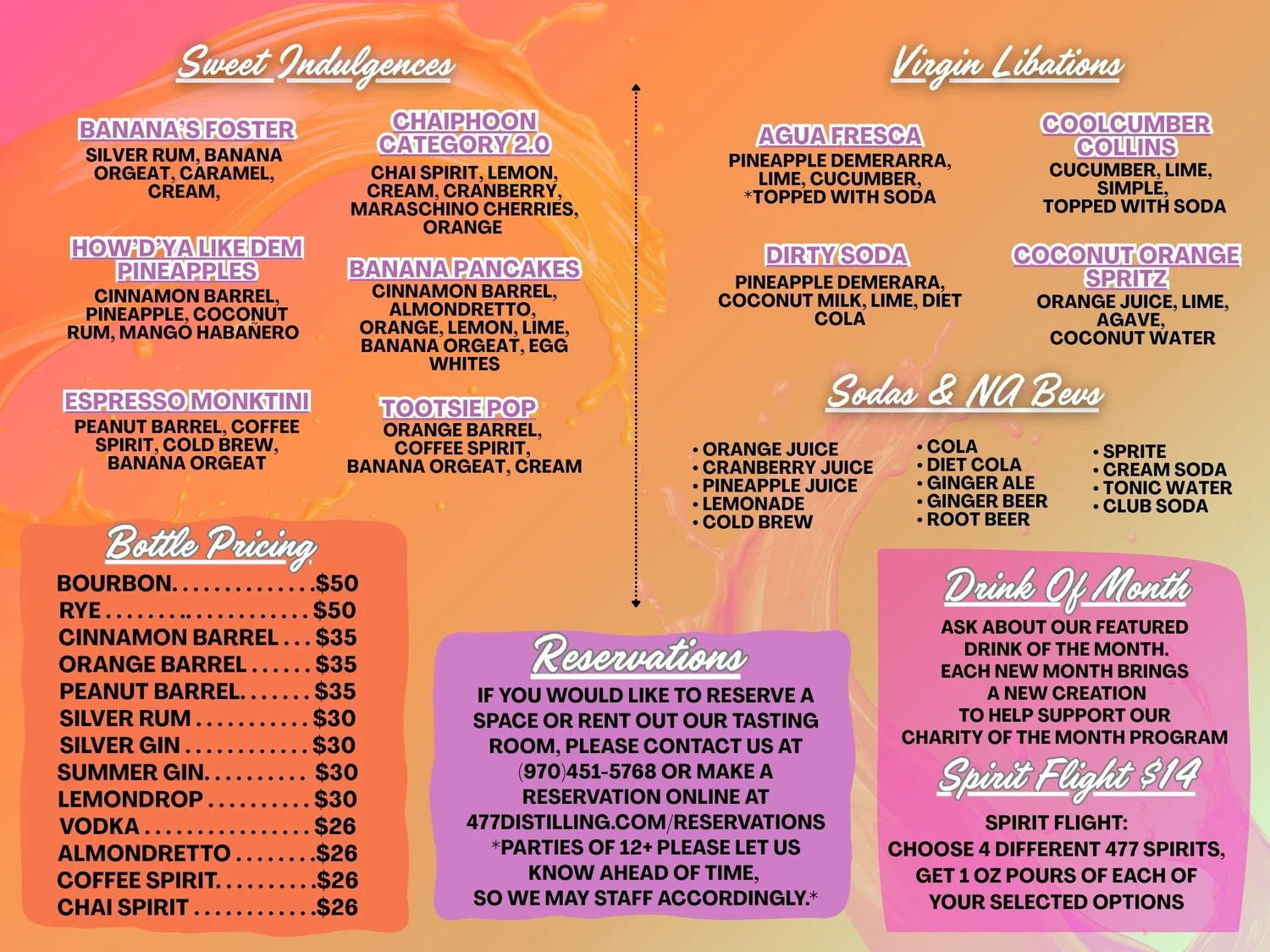 Menu — 477 Distilling