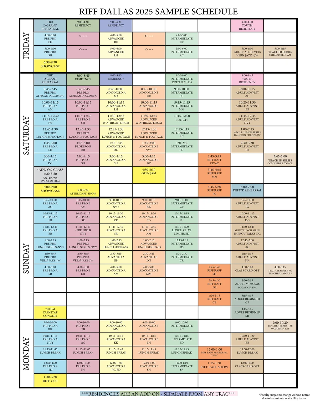 Schedule Available! — RIFF Dallas