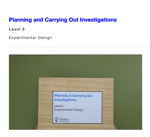Planning & Carrying-Out Investigations Level 3 - Experimental Design ...