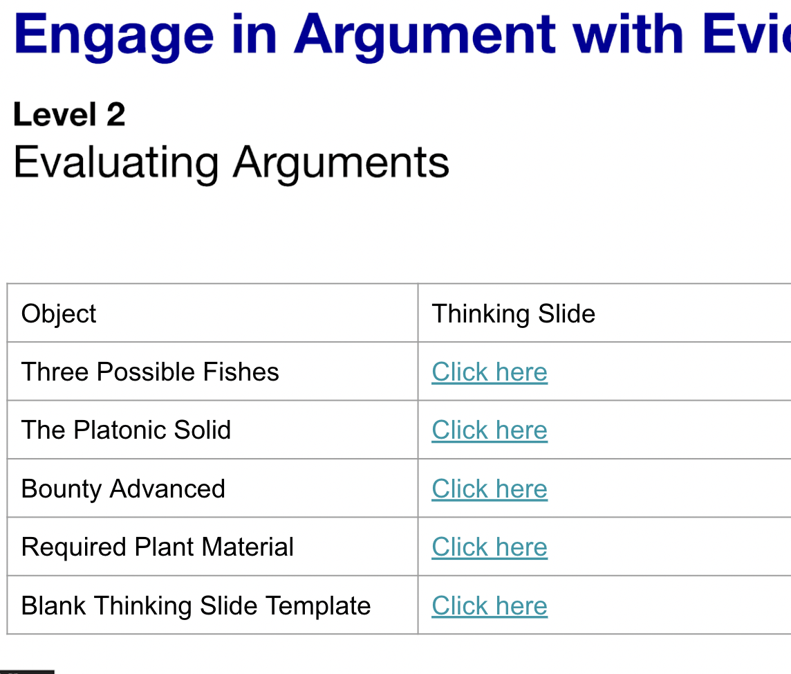 Engage in Argument with Evidence Level 2 - Evaluating Arguments ...