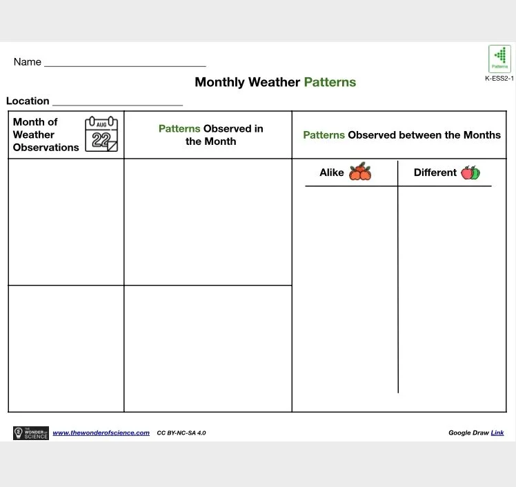 Monthly Weather Patterns Graphic Organizer (Student Version) — The ...