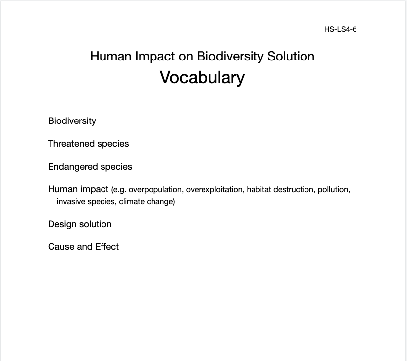 HS-LS4-6 — The Wonder of Science