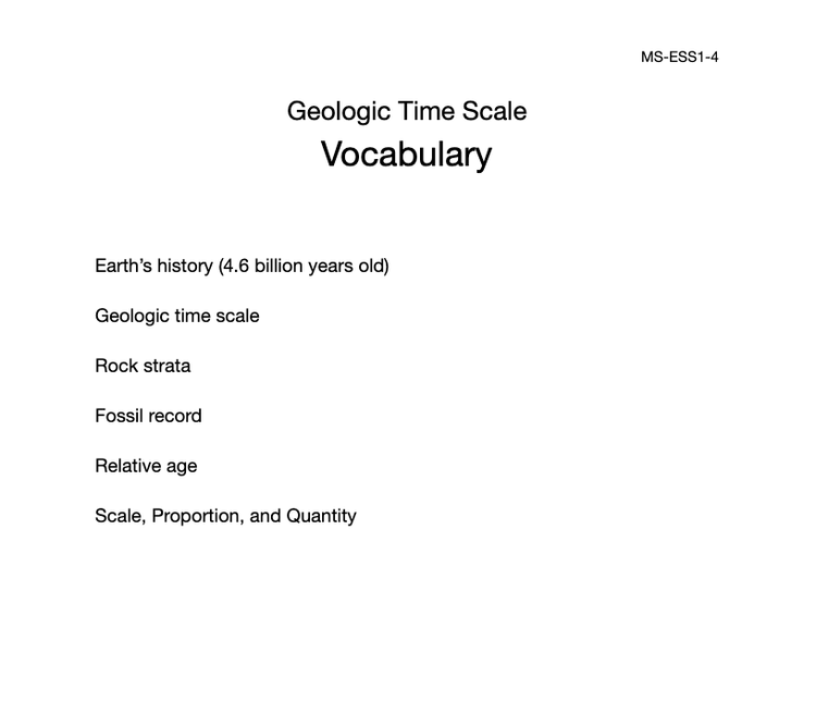 Vocabulary - Geologic Time Scale — The Wonder of Science