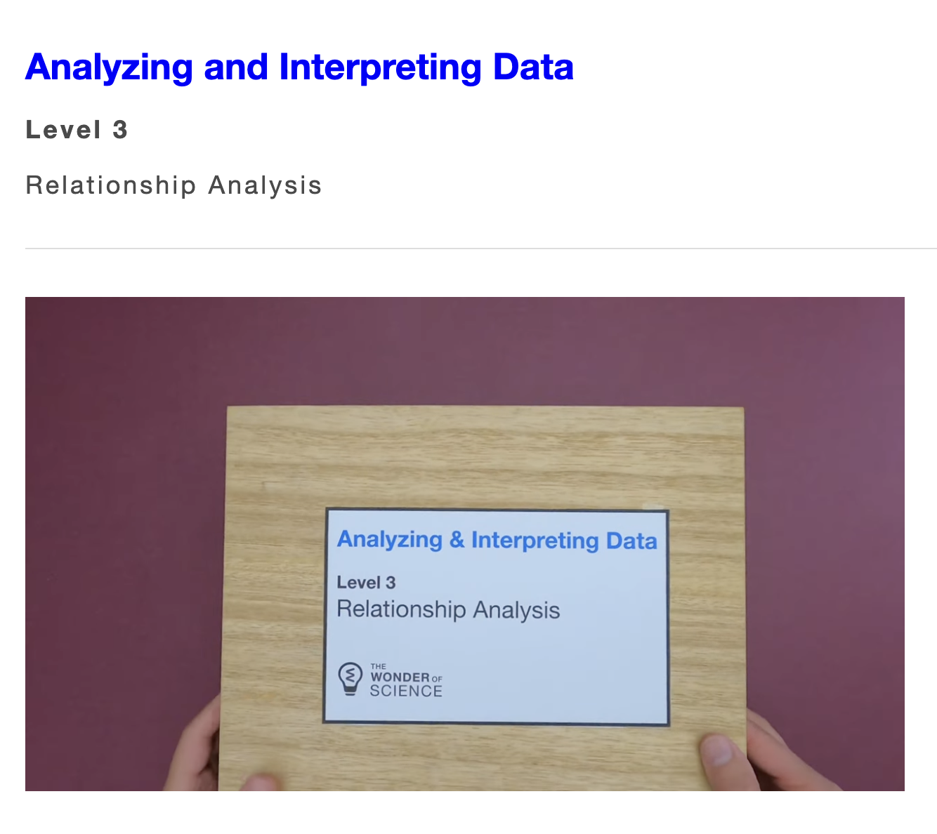Analyzing & Interpreting Data Level 3 - Relationship Analysis — The Wonder of Science