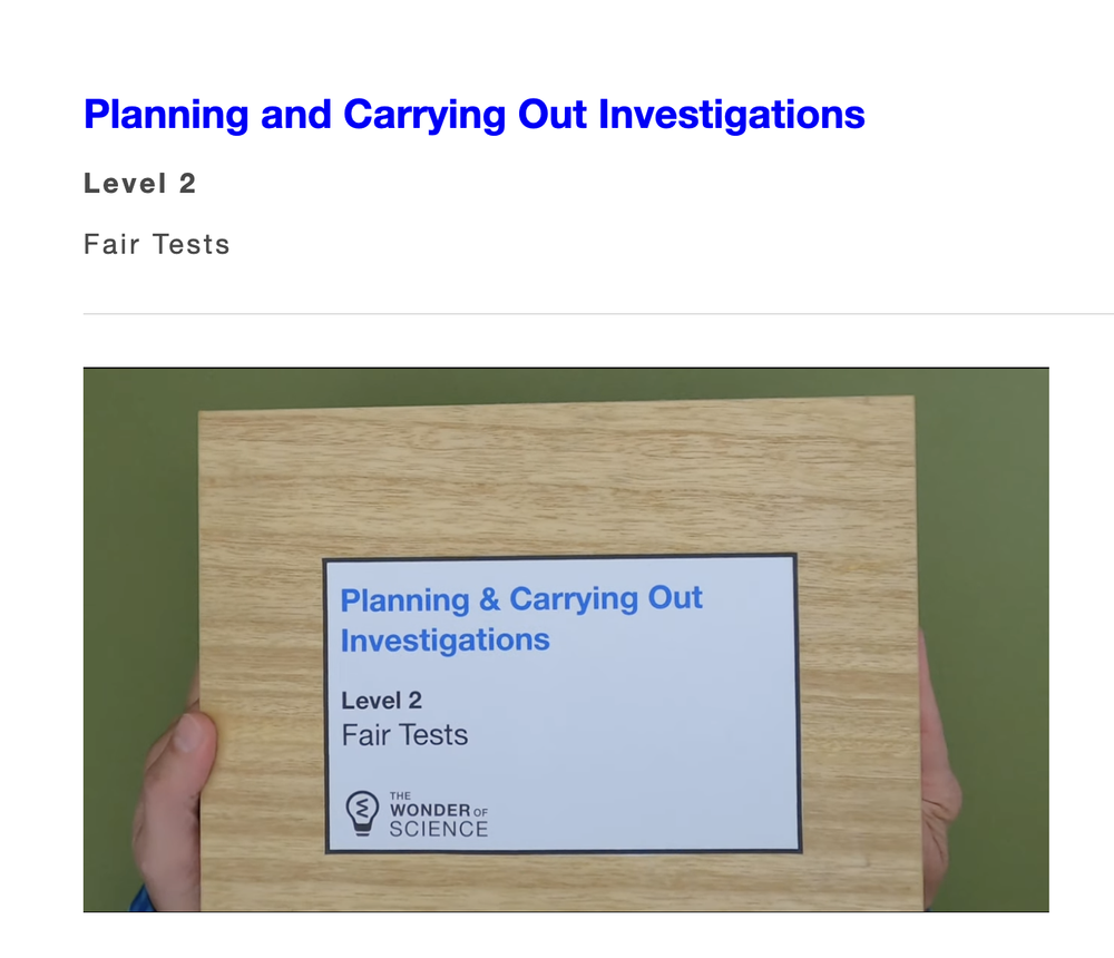 Planning & Carrying-Out Investigations Level 2 - Fair Tests — The ...