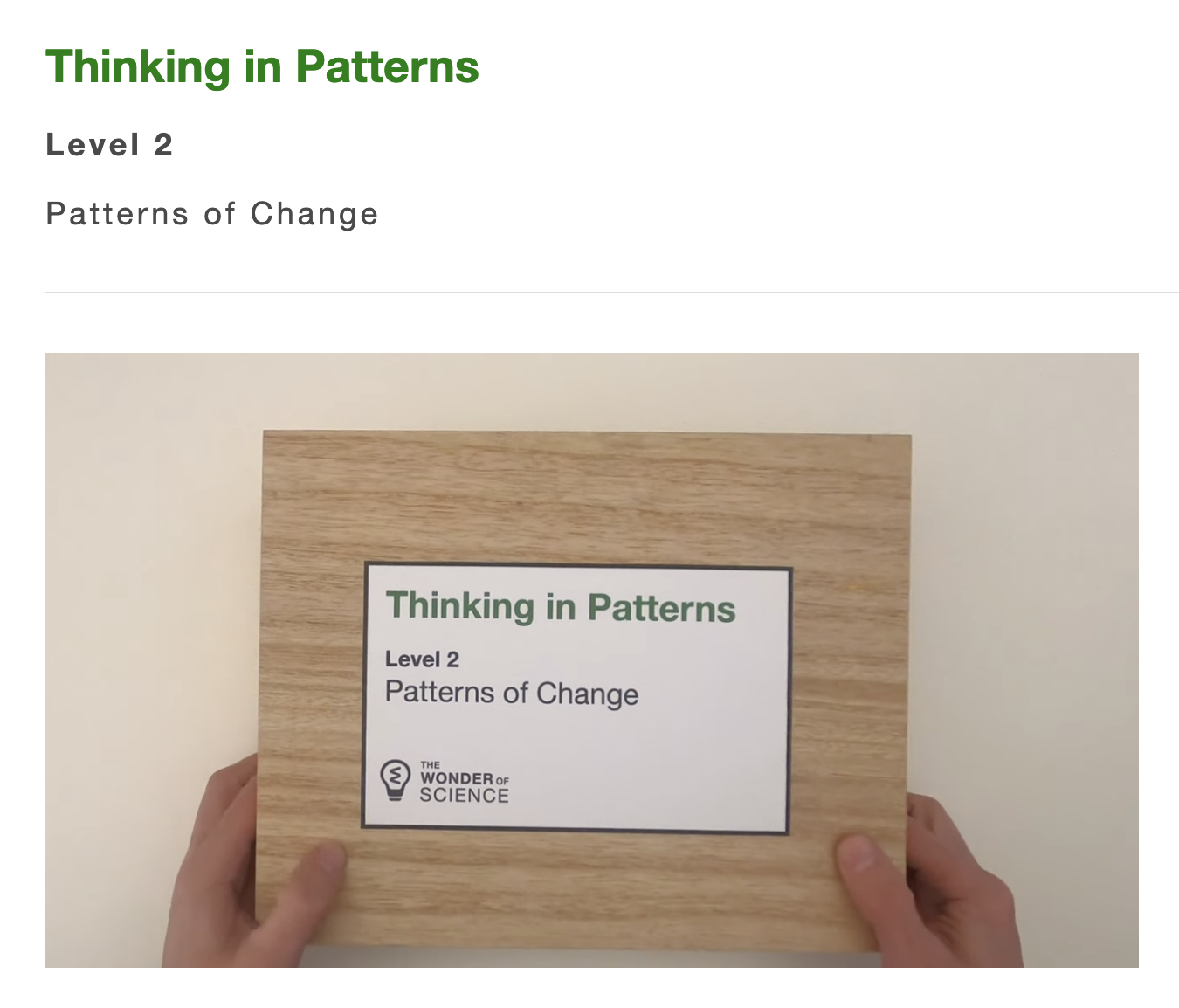 Patterns Level 2 - Patterns of Change Mini-Lesson — The Wonder of Science