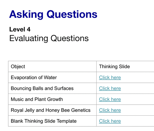 Asking Questions Level 4 - Evaluating Questions Thinking Slides — The ...