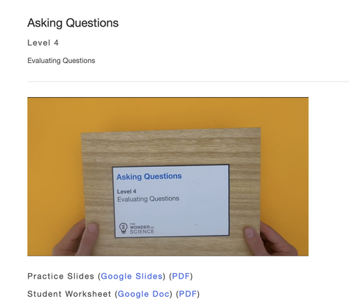 Asking Questions Level 4 - Evaluating Questions — The Wonder of Science