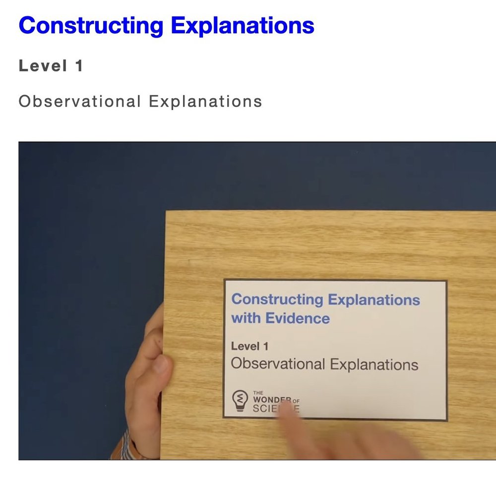 Constructing Explanations with Evidence Level 1 - Observational Explanations — The Wonder of Science