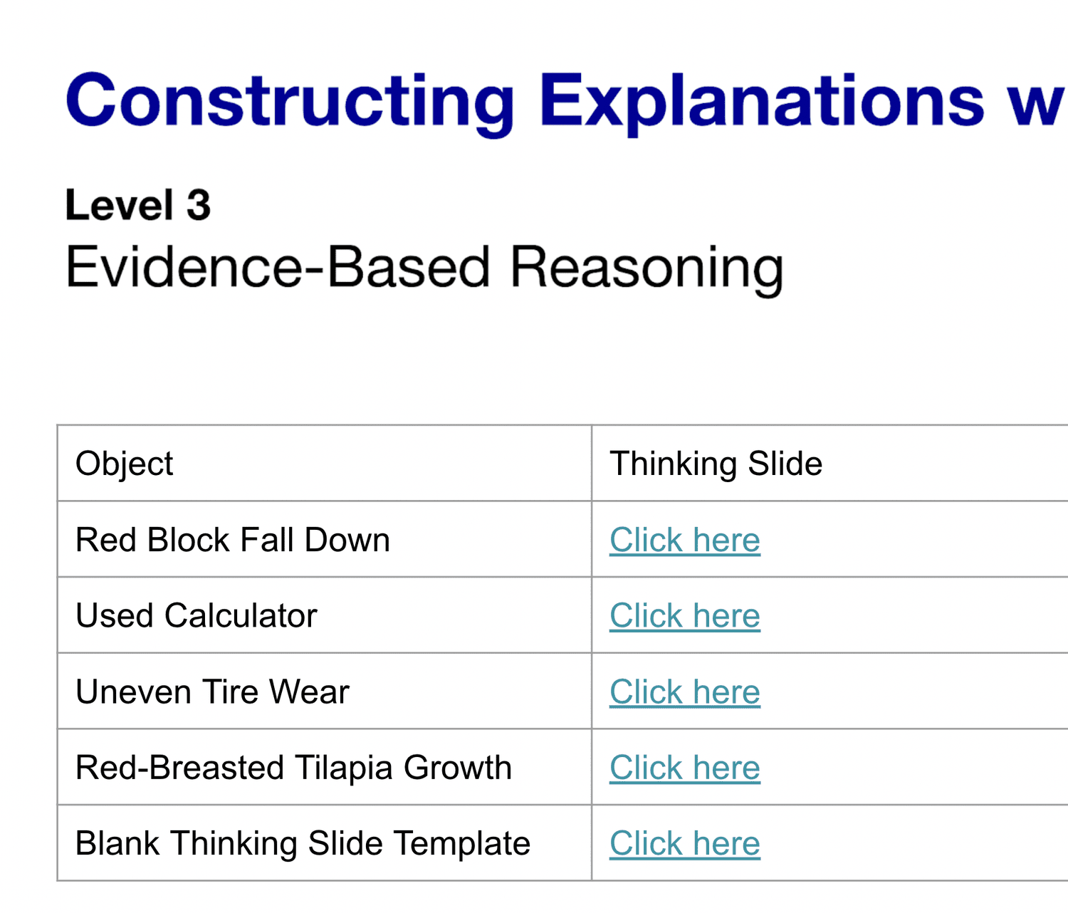 Constructing Explanations with Evidence Level 3 - Evidence-Based ...