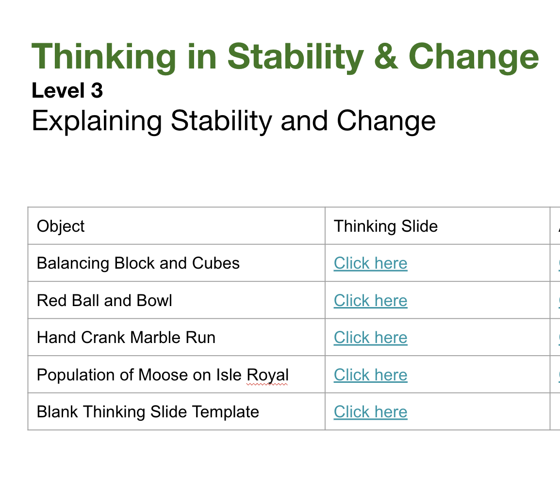 Stability and Change Level 3 - Explaining Stability and Change Thinking ...