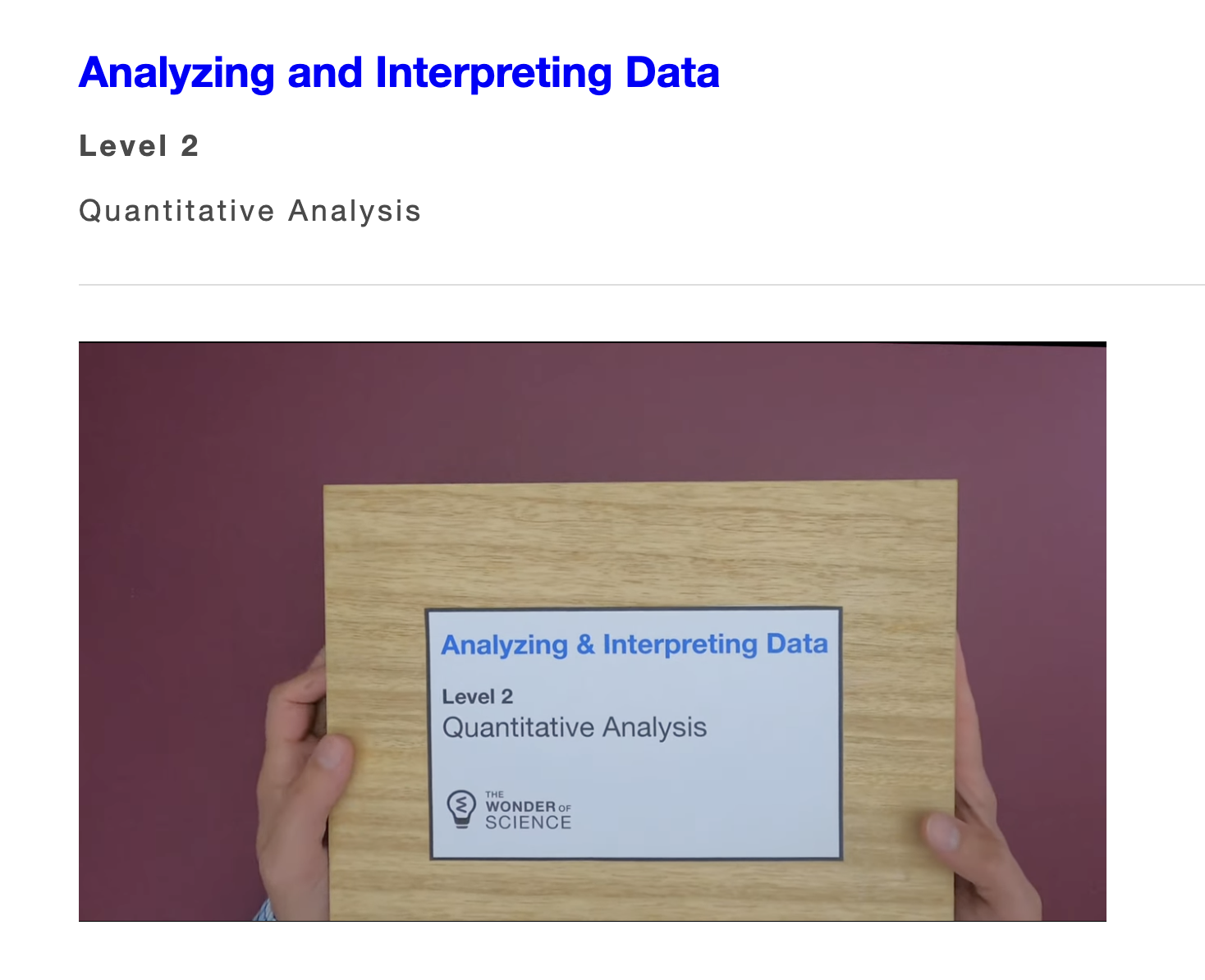 Analyzing & Interpreting Data Level 2 - Quantitative Analysis — The ...