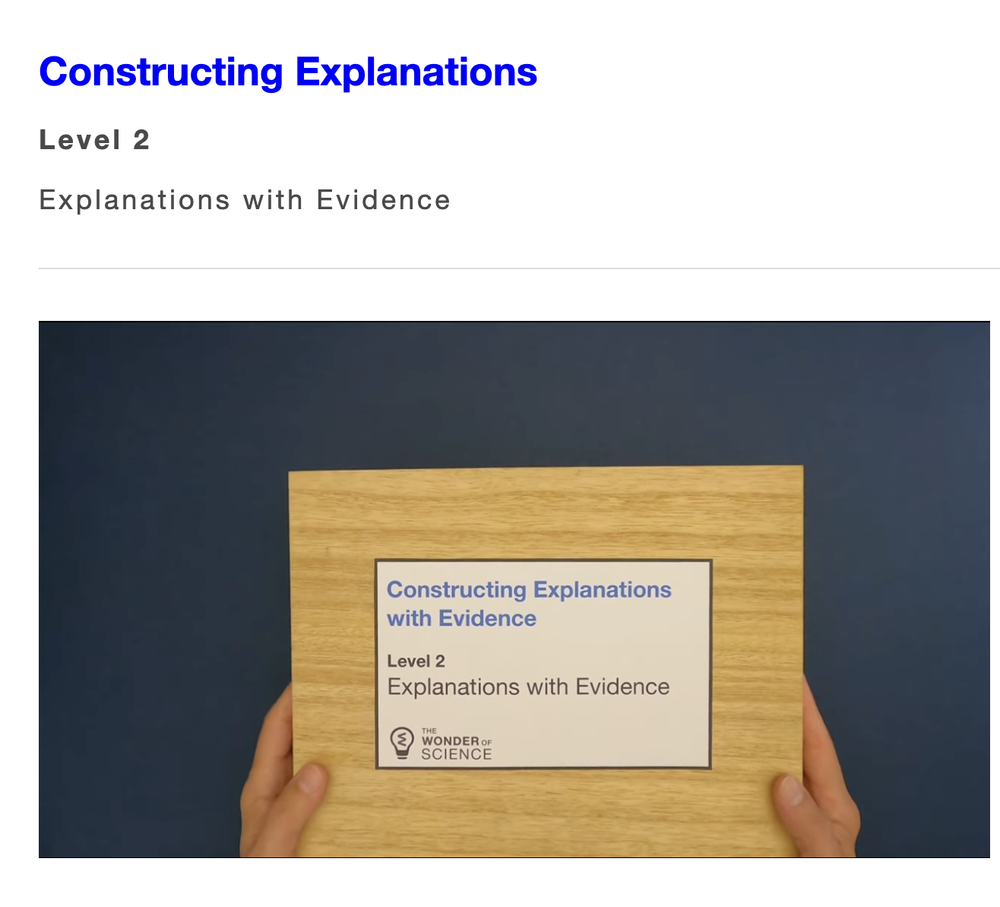 Constructing Explanations with Evidence Level 2 - Explanations with Evidence — The Wonder of Science
