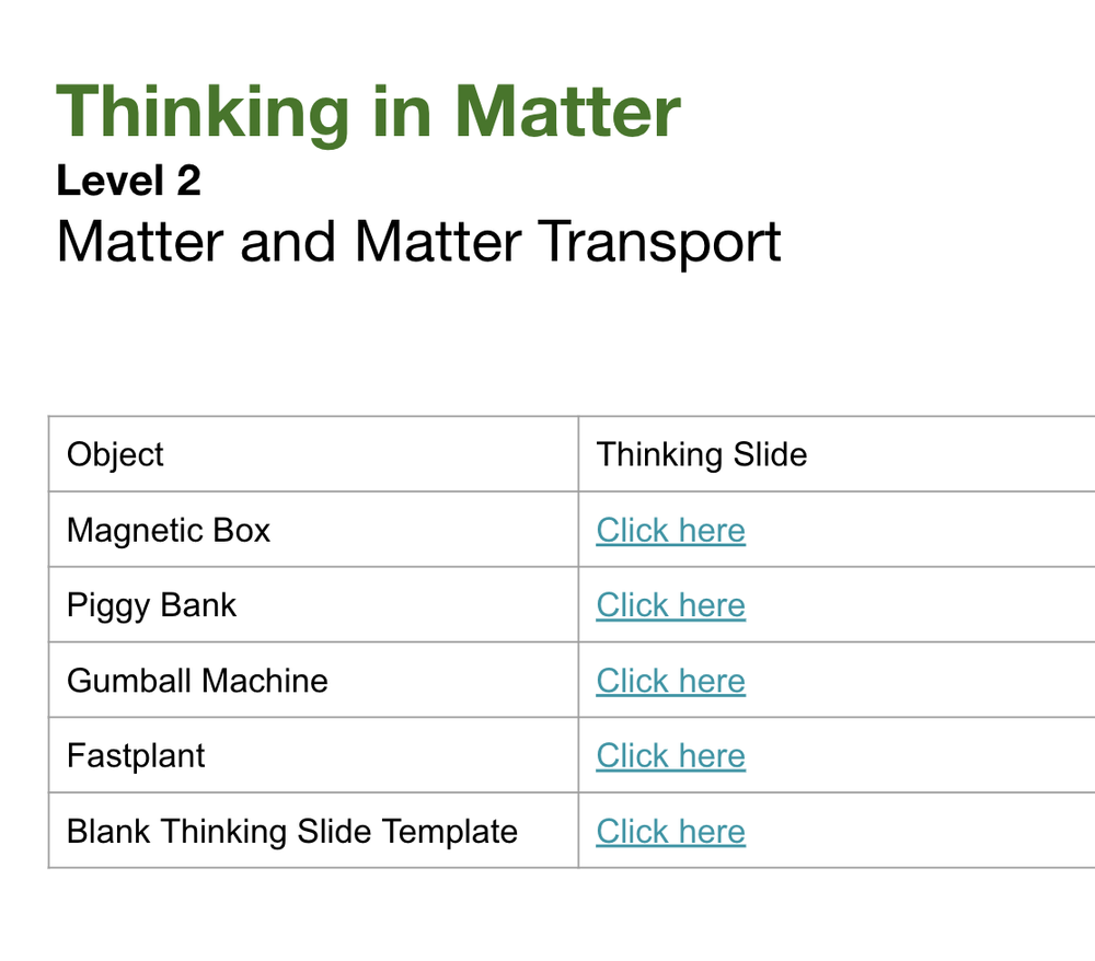 Matter Level 2 - Matter and Matter Transport Thinking Slides — The ...