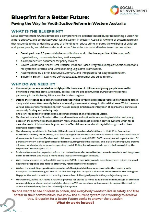 Blueprint for a Better Future — Social Reinvestment WA