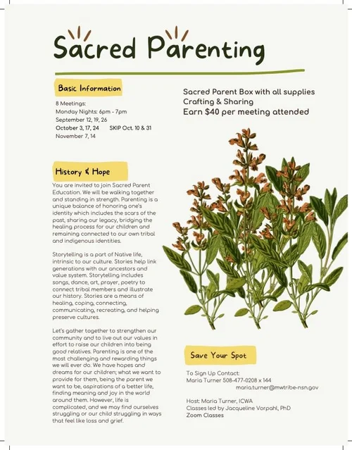 Sacred Parenting Workshop — Mashpee Wampanoag Tribe