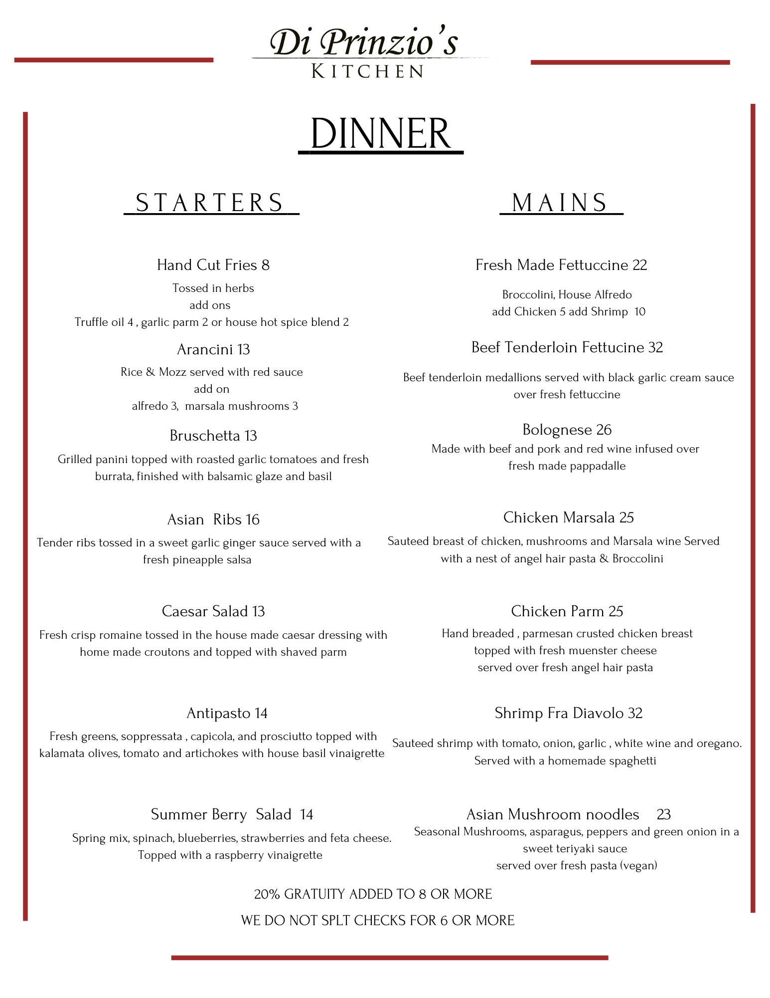 Dinner — Di Prinzio's