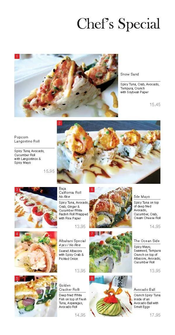 Menu — Yen Sushi and Sake Bar