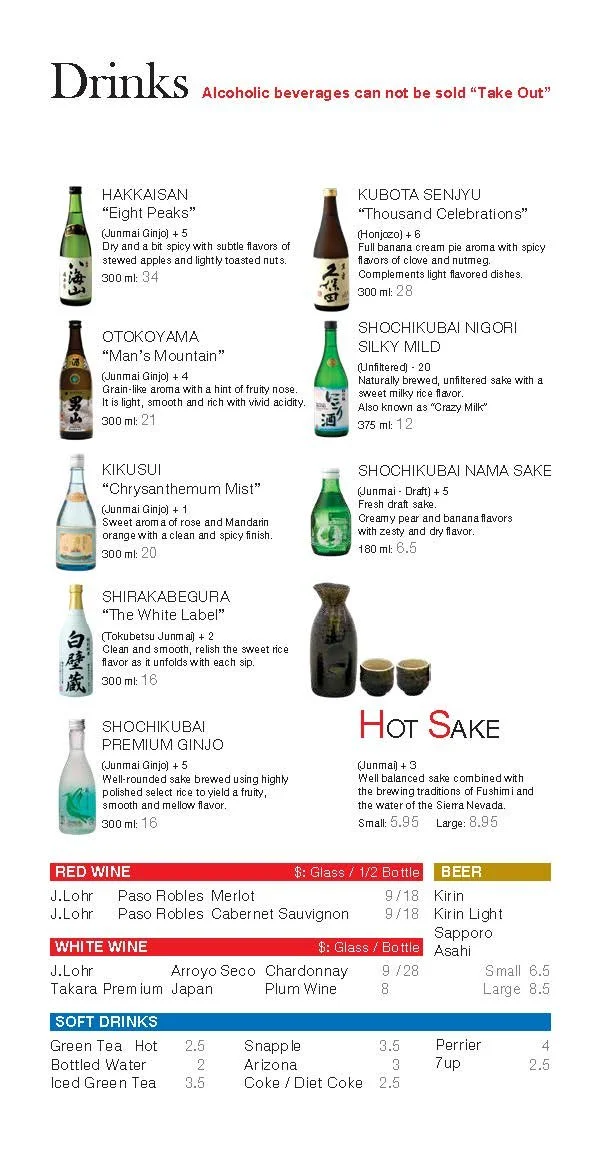 Menu — Yen Sushi and Sake Bar