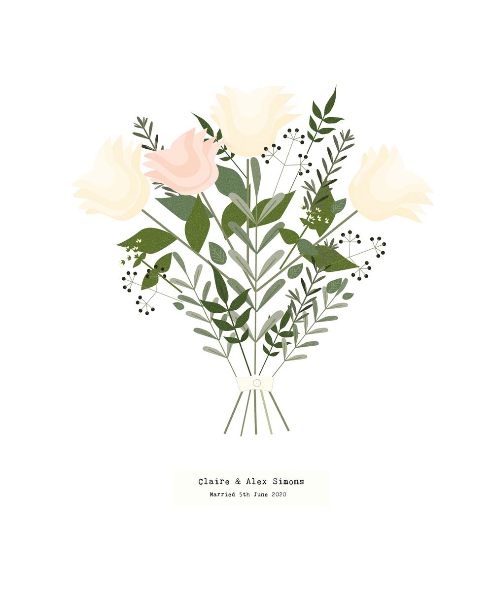 PERSONALISED ILLUSTRATIONS FROM WEDDING BOUQUETS — Flower Press Studios ...
