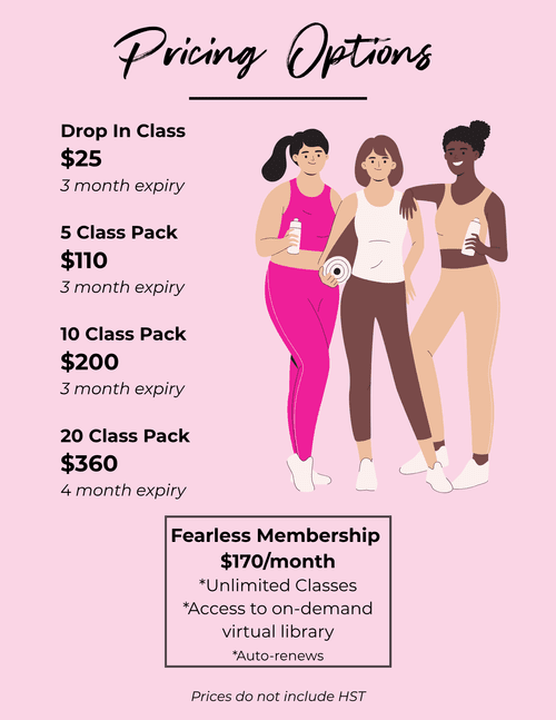 Pricing — The Pink Studio | Dance + Fitness Classes for Adults