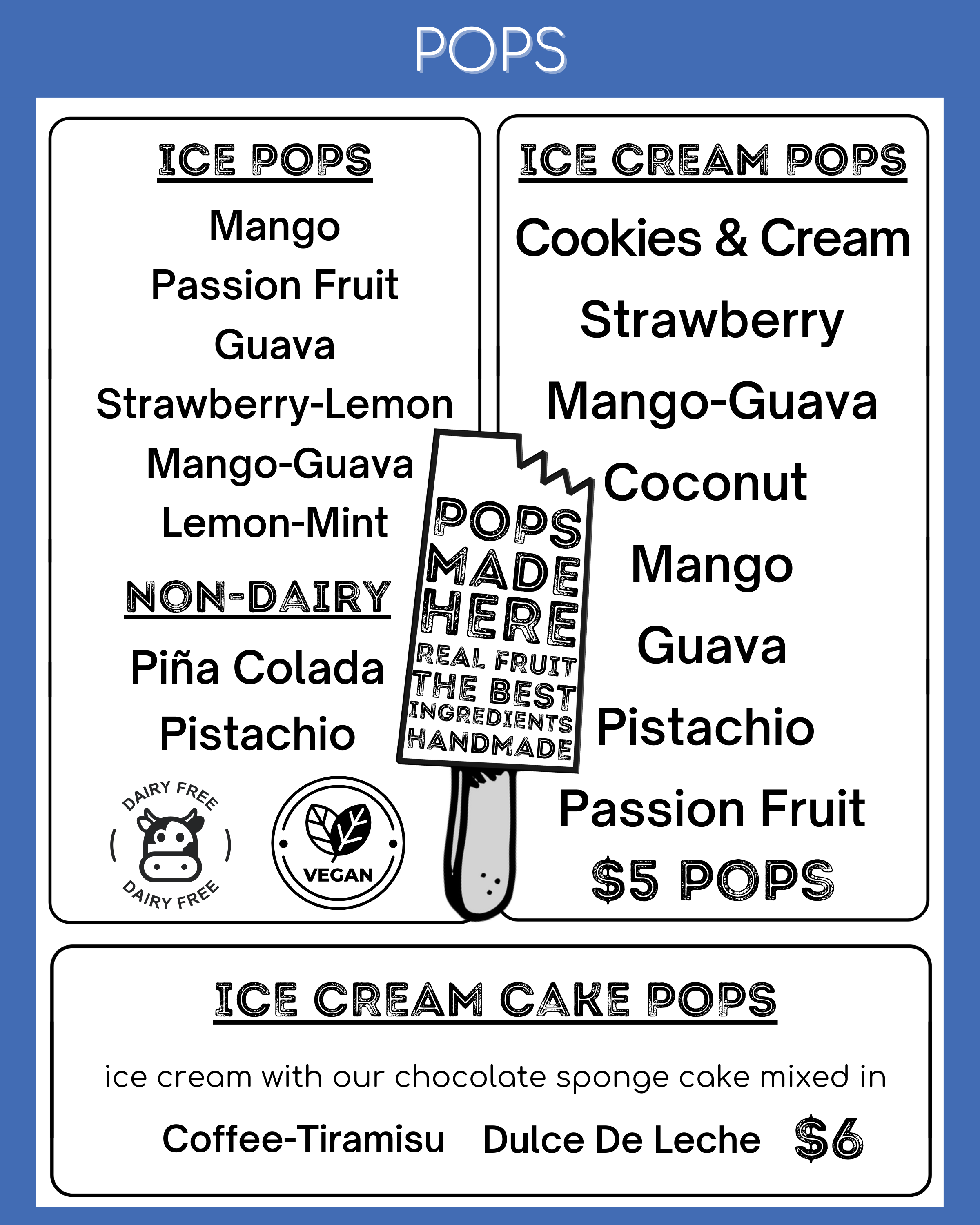 Menu — Manolis Ice Cream, Pops, Sorbet & More
