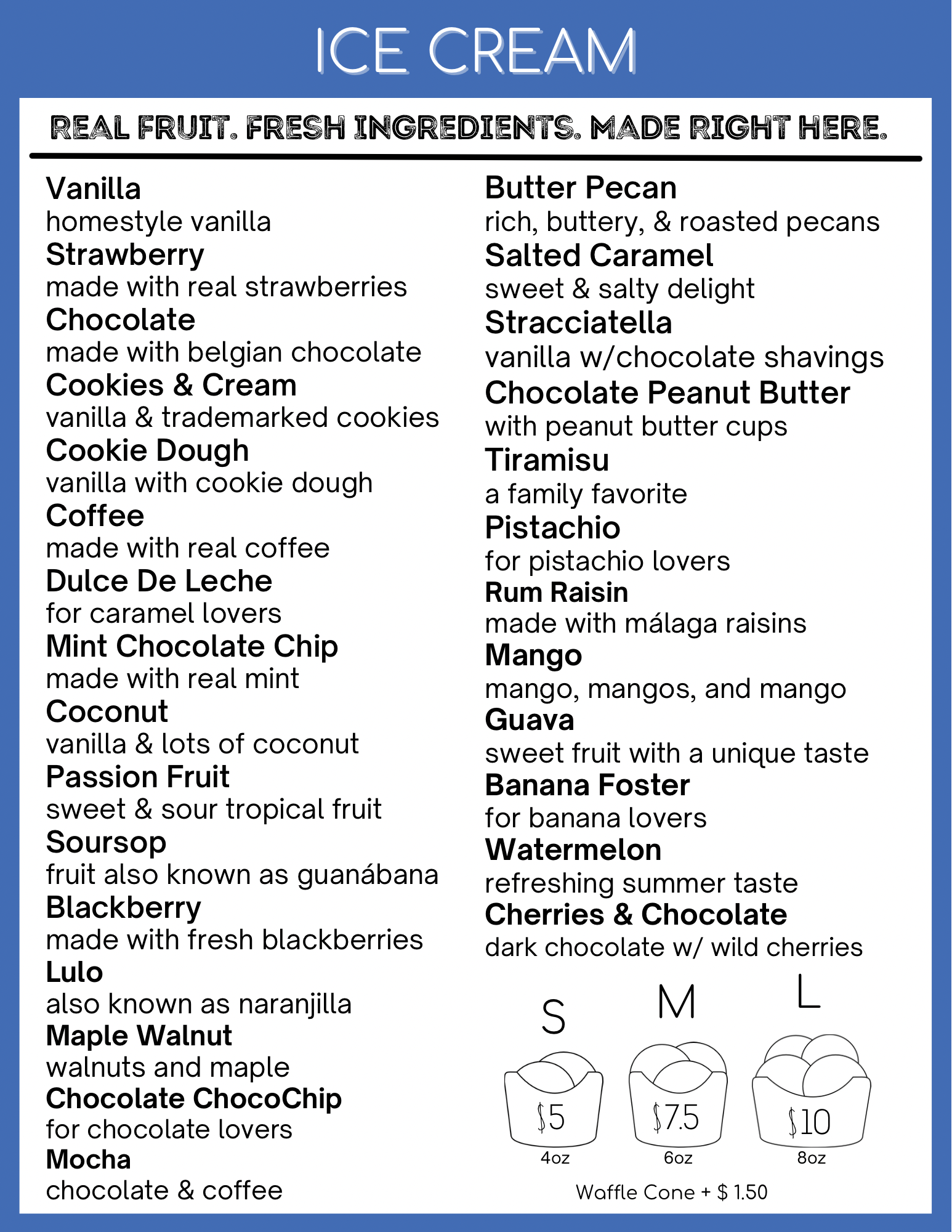 Menu — Manolis Ice Cream, Pops, Sorbet & More