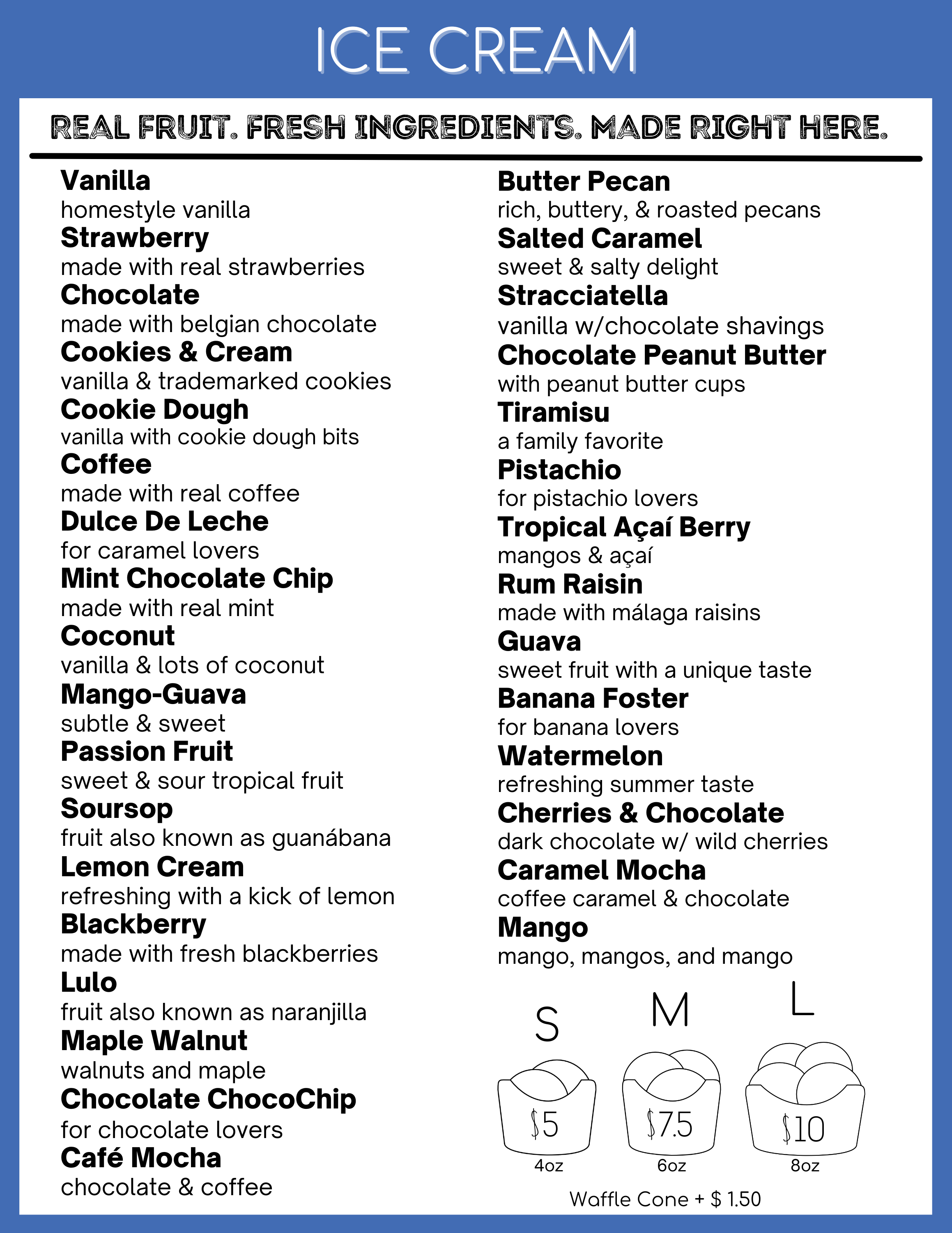 Menu — Manolis Ice Cream, Pops, Sorbet & More