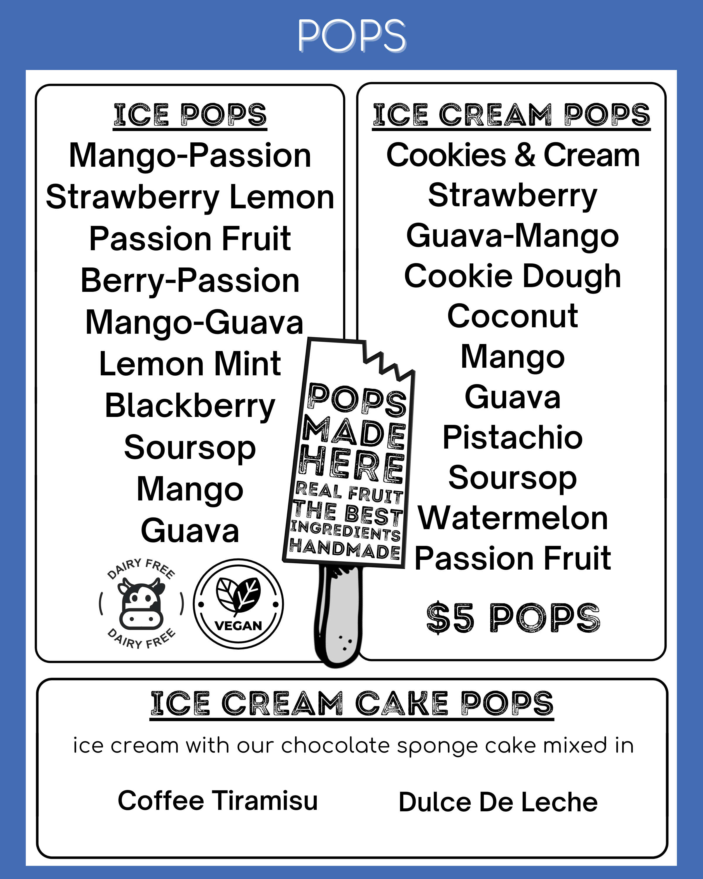 Menu — Manolis Ice Cream, Pops, Sorbet & More