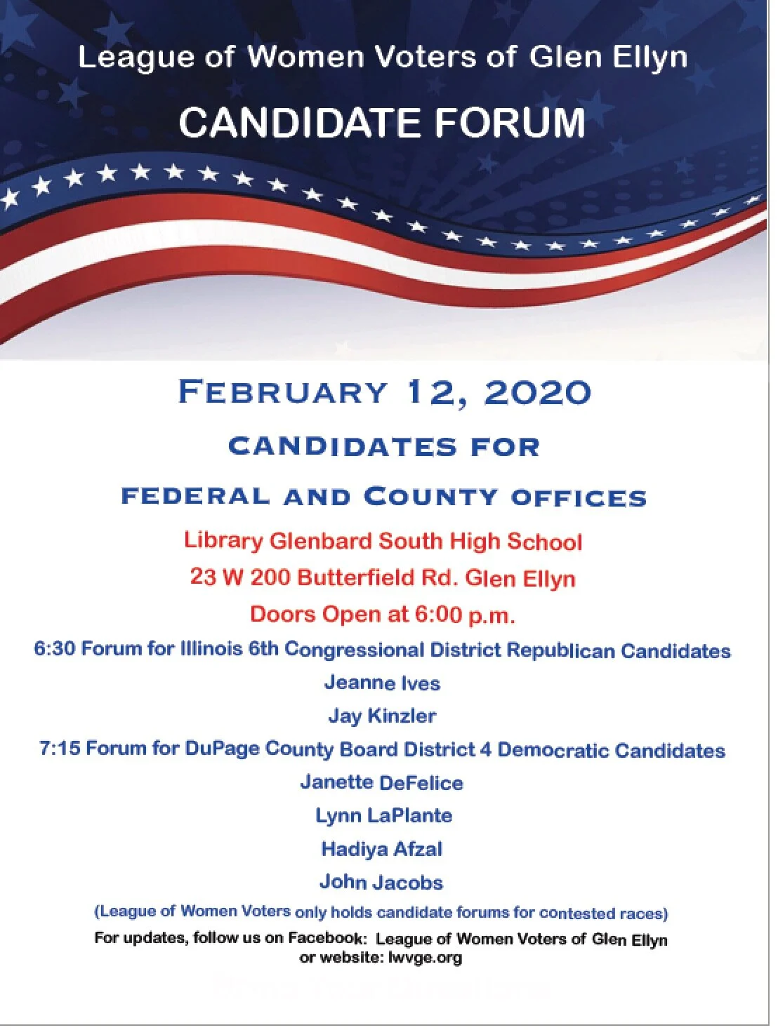 Candidate Forums — League of Women Voters | Glen Ellyn | Illinois