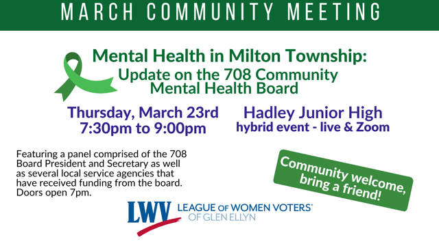 March Community Meeting - Mental Health in Milton Township: An Update ...