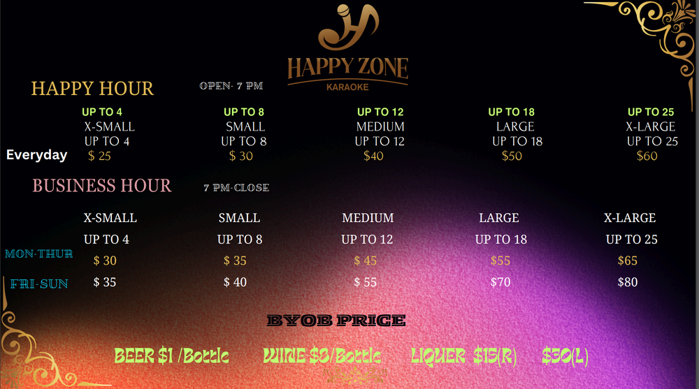 Pricing — HAPPY ZONE