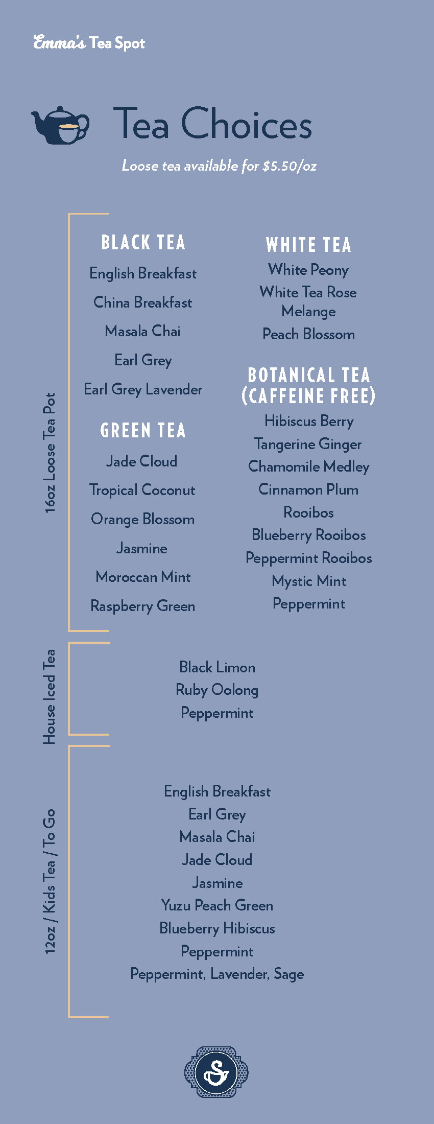 Emma's Tea Spot | Menu
