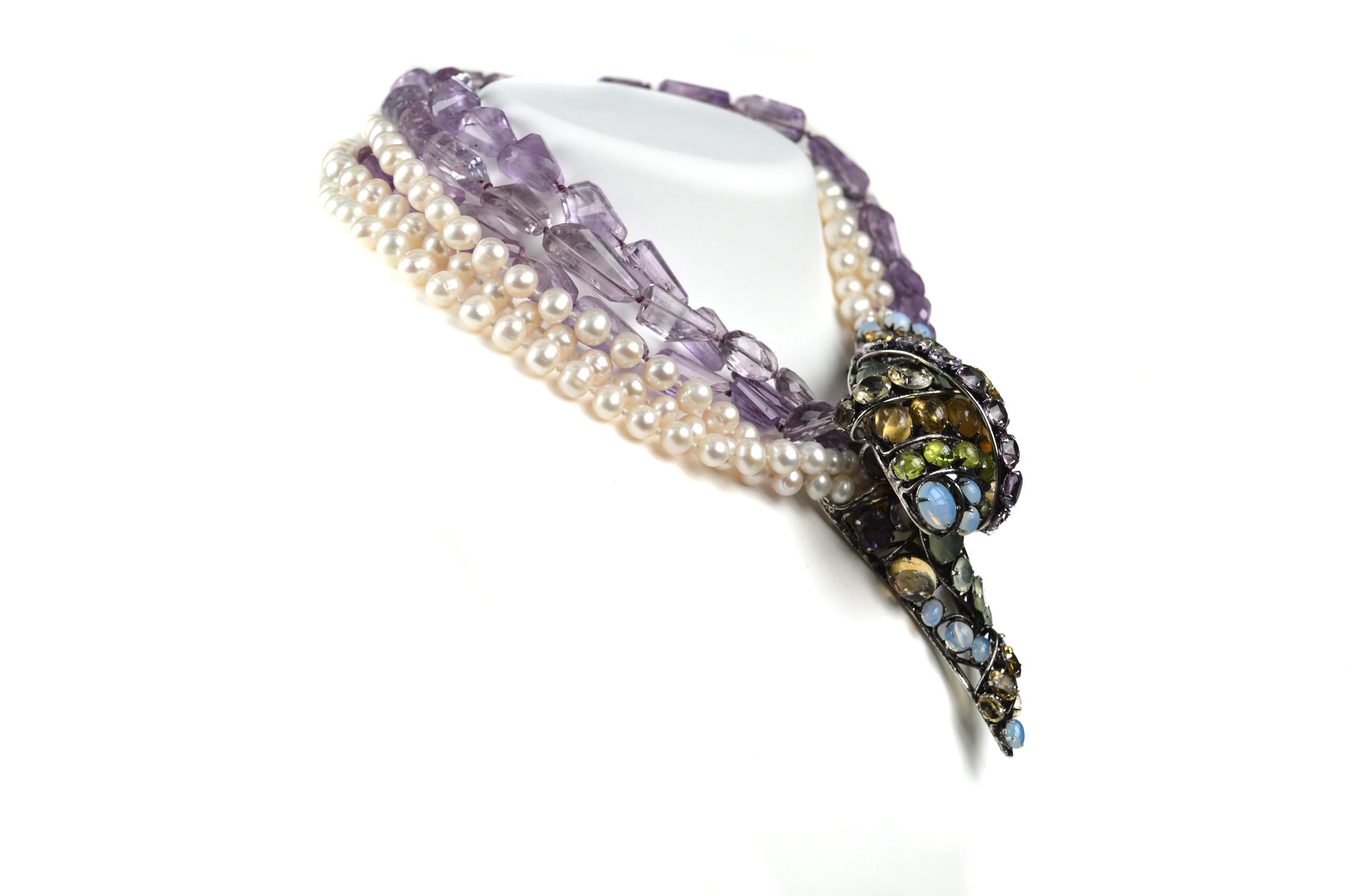 Aquamarine and Gold Snake Necklace (CHSNK-46) — Iradj Moini